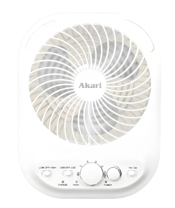 Akari 6" Rechargeable Box Fan with Radio and Night Light (ARBF-5511R ...