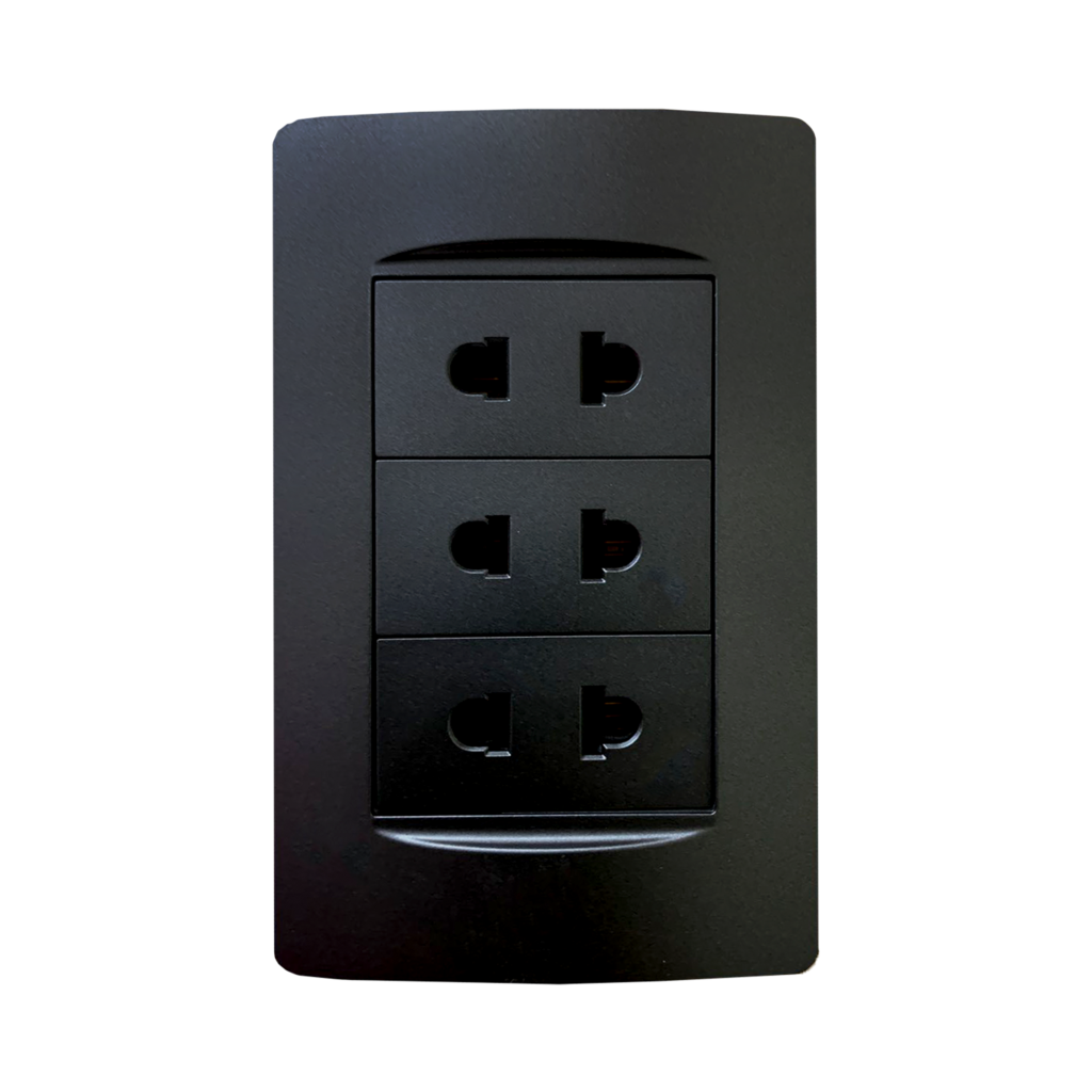 Akari 3 Gang 2 Pin Universal Socket (AWD-Z8202-3(B)) - Akari
